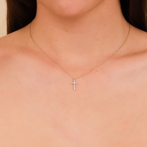 Diamond Cross Necklace, 14k Solid Gold and Natural Diamonds, Holy Cross ...
