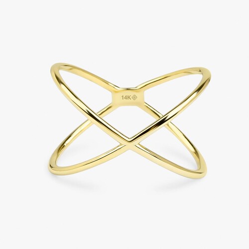 14k Gold Large X Ring - Etsy