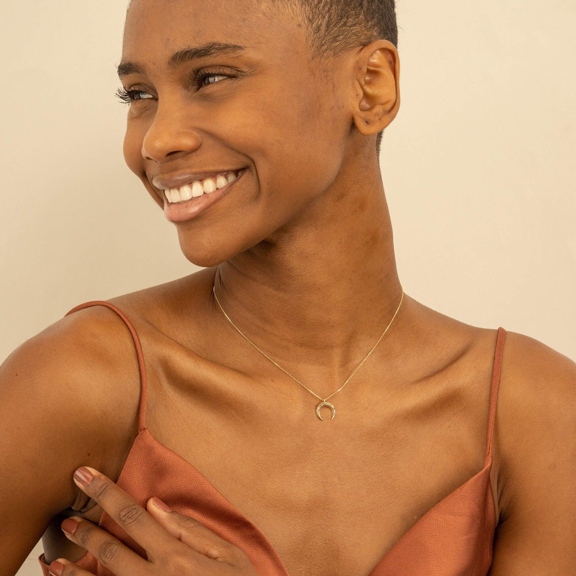 Diamond Crescent Necklace Diamond Necklace Starburst - Etsy