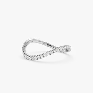 14k Gold Diamond Nesting Ring, Unique Stacking Ring, Thin Diamond ...