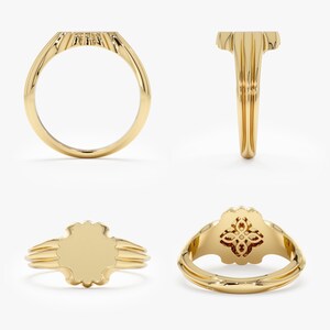 14k 18k Solid Gold Clover Ring, Everyday Ring, Clover Signet Ring ...