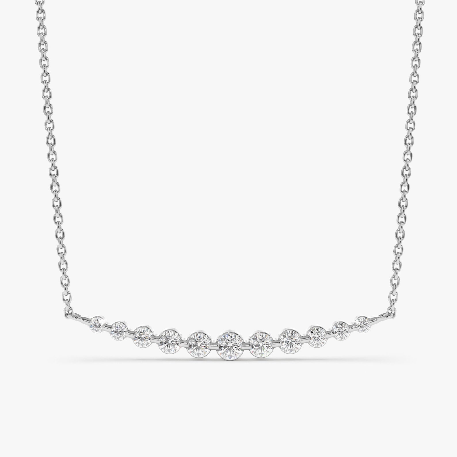 Diamond Ascending Bar, Graduated Diamond Bar Pendant, Delicate Bridal ...