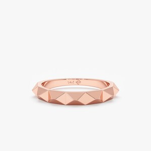 14k Solid Gold Spike Ring, Stackable Ring, Studded Gold Ring, 14k Rose ...