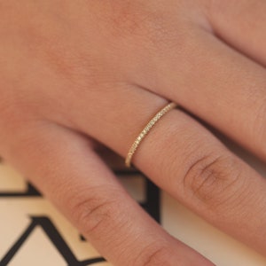Thin Diamond Eternity Band 14k Solid Gold Dainty Diamond | Etsy
