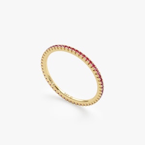 14k Gold Eternity Ruby Ring, Ruby Eternity Ring, Dainty Wedding Band ...