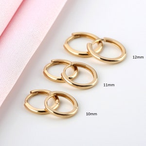 14k Gold Plain Huggies, Solid Gold Mini Hoops, Gold Huggies, Small Plain Gold Huggie Earrings ...