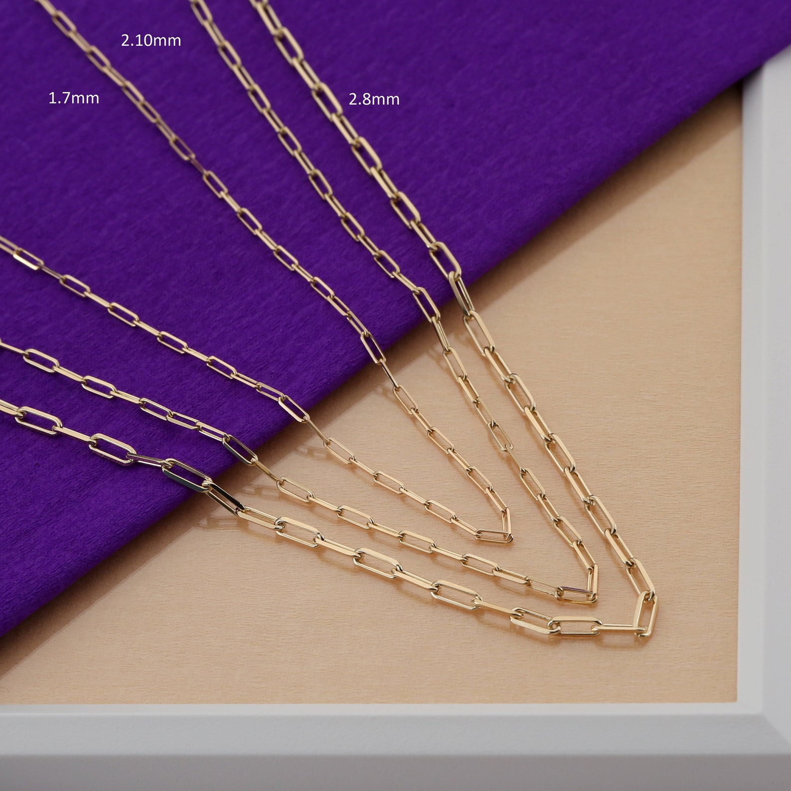 14k Solid Gold Paperclip Chain Necklace Yellow Gold Paperclip - Etsy