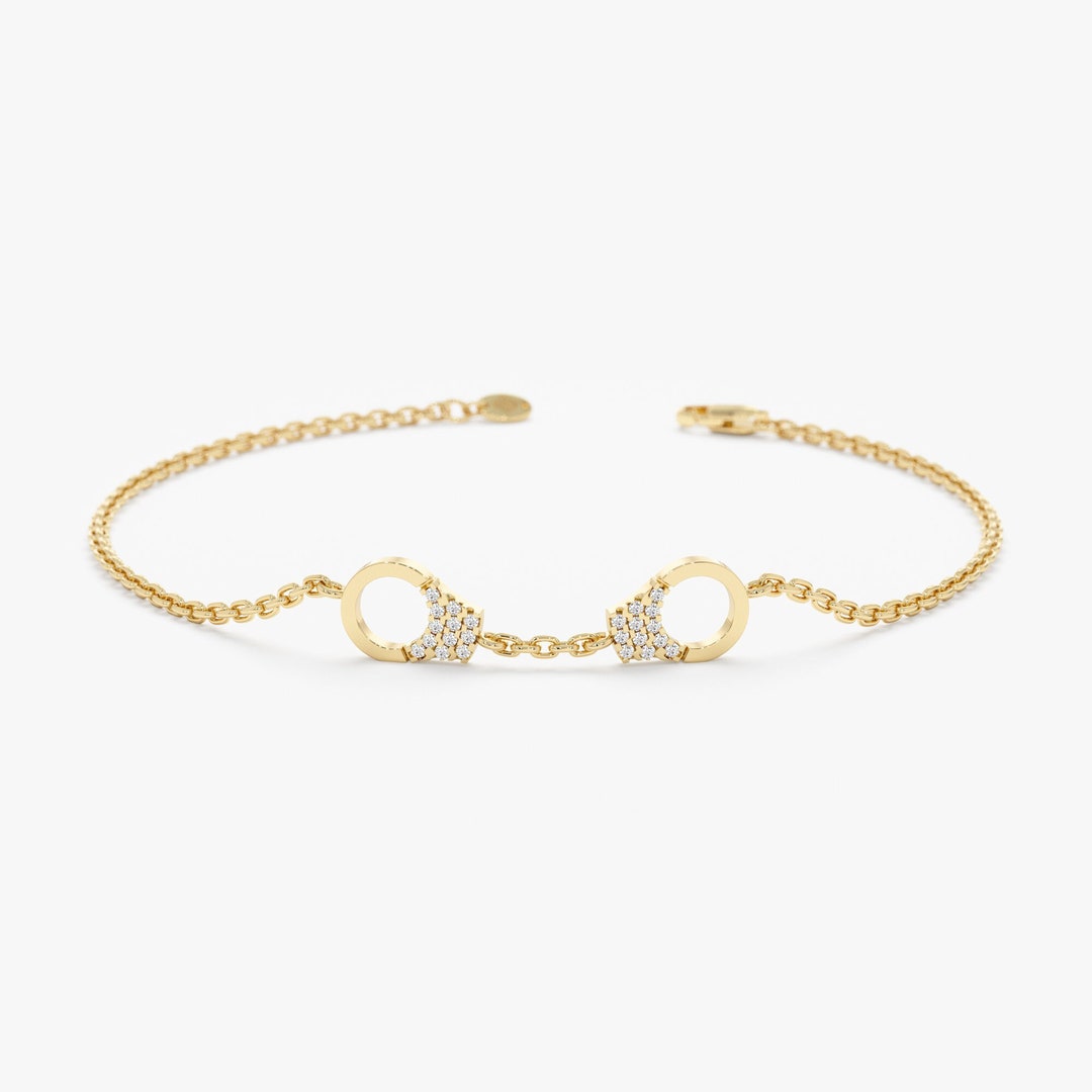14k Diamond Handcuff Bracelet, Dainty Diamond Bracelet, Love Bracelet ...