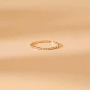 Thin Diamond Eternity Band, 14k Solid Gold, Dainty Diamond Ring ...