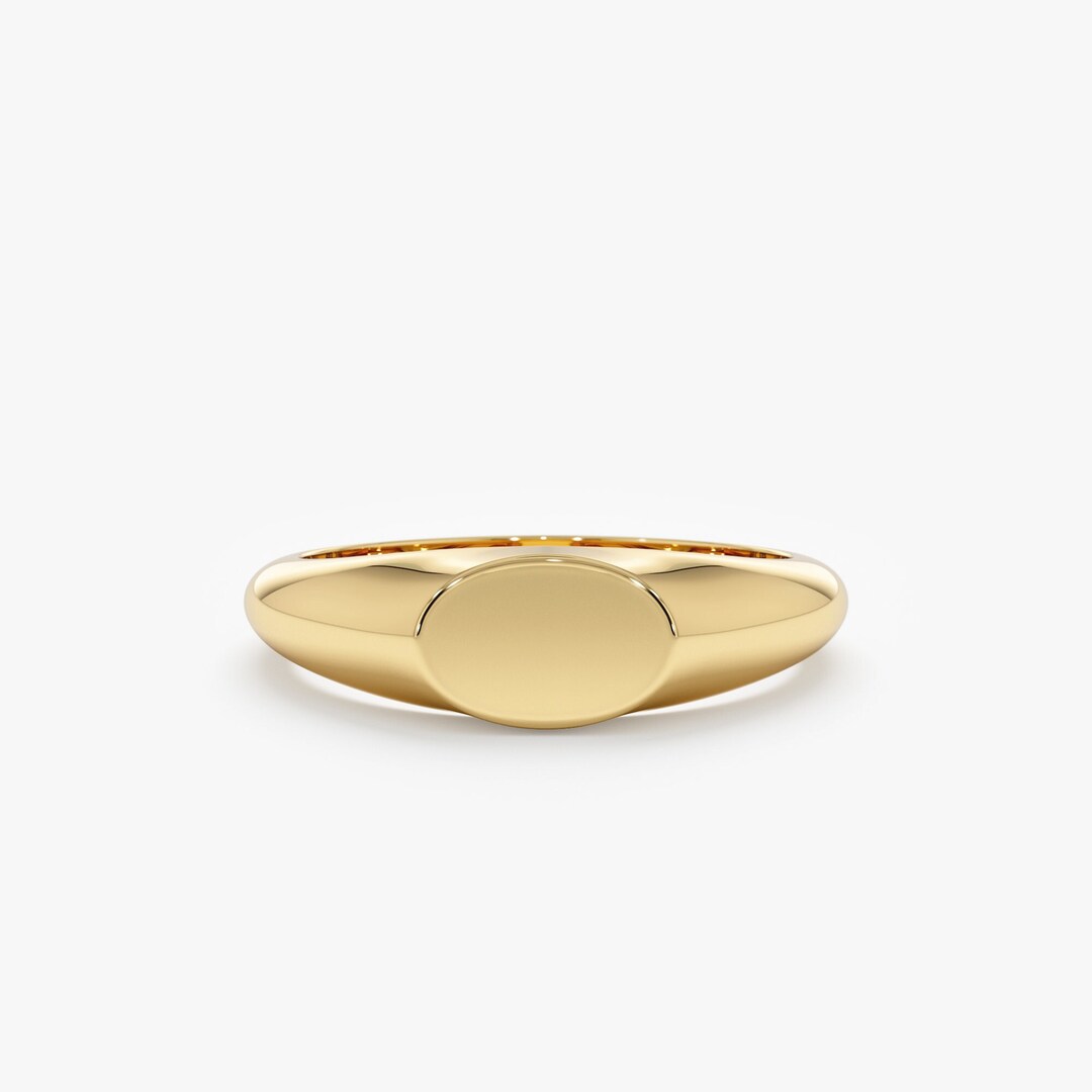 14k Gold Signet Engraved Ring, Personalized Gift, Gold Pinky Ring ...