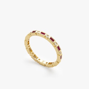 14k Gold Ruby Eternity Ring, Ruby Eternity Ring, Diamond Eternity Band, Solid Gold Wedding Ring ...