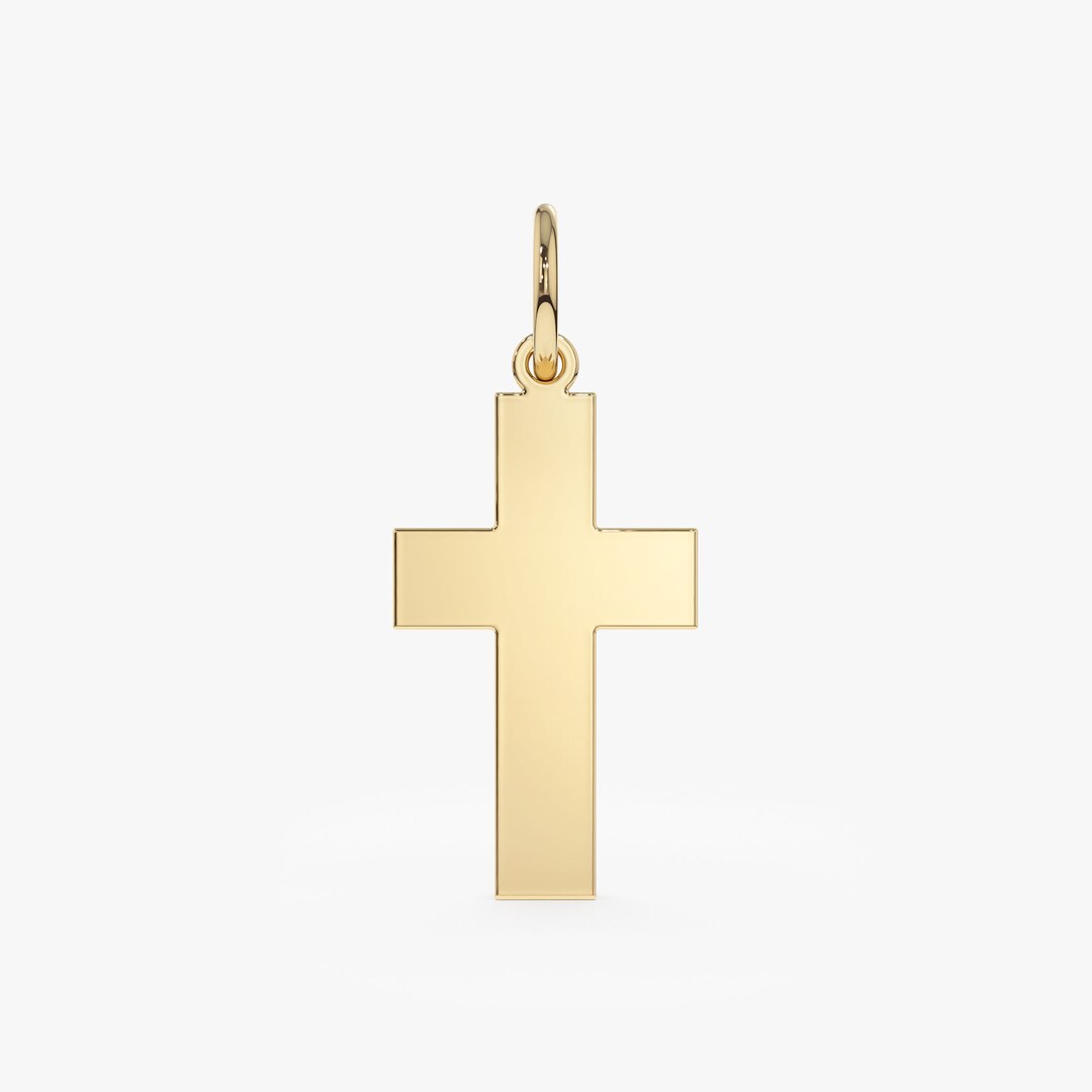 14k Solid Gold Cross Charm, 14k Gold Small Cross Pendant, Christmas ...