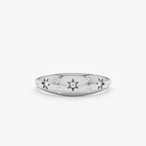 14k Gold Celestial Ring, Dome Star Ring, Multi Star Setting Jewelry ...