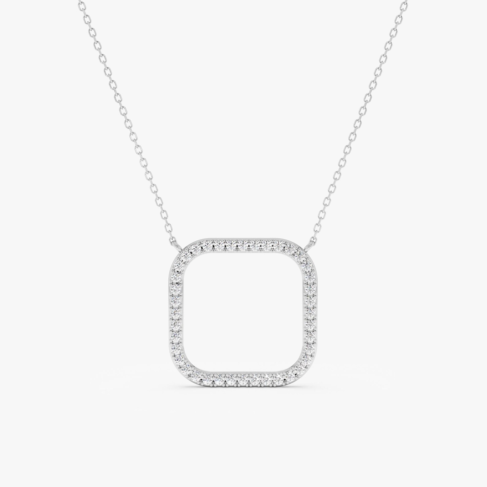 Diamond Square Pendant Necklace, Geometric Pendant, Minimalist Necklace ...