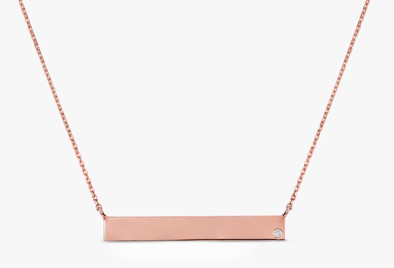 14k Gold Name Tag Necklace, Personalized Gold Necklace, Diamond Name ...