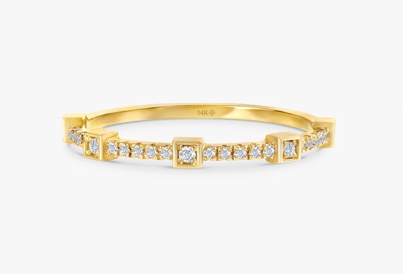 Dainty Diamond Wedding Ring 14k Gold Diamond Ring | Etsy