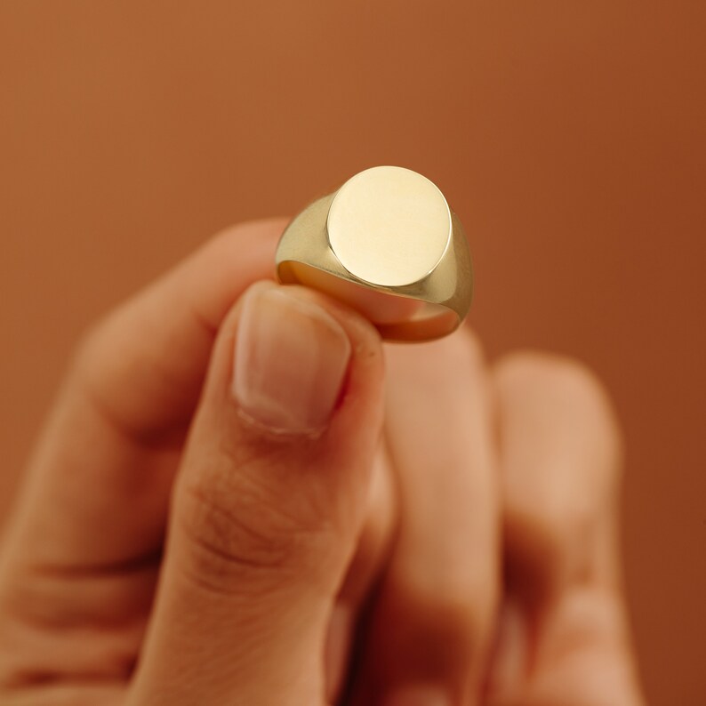 14k Solid Gold Large Signet Ring Personalized Gold Ring - Etsy