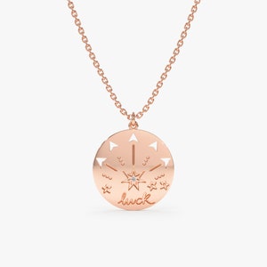 Solid Gold Lucky Pendant, Good Luck Charm, Plain Gold Fortunate ...