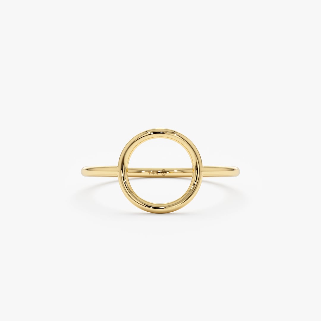 Solid Gold Circle Ring, Minimalistic Plain Gold Ring, Circular Shape ...