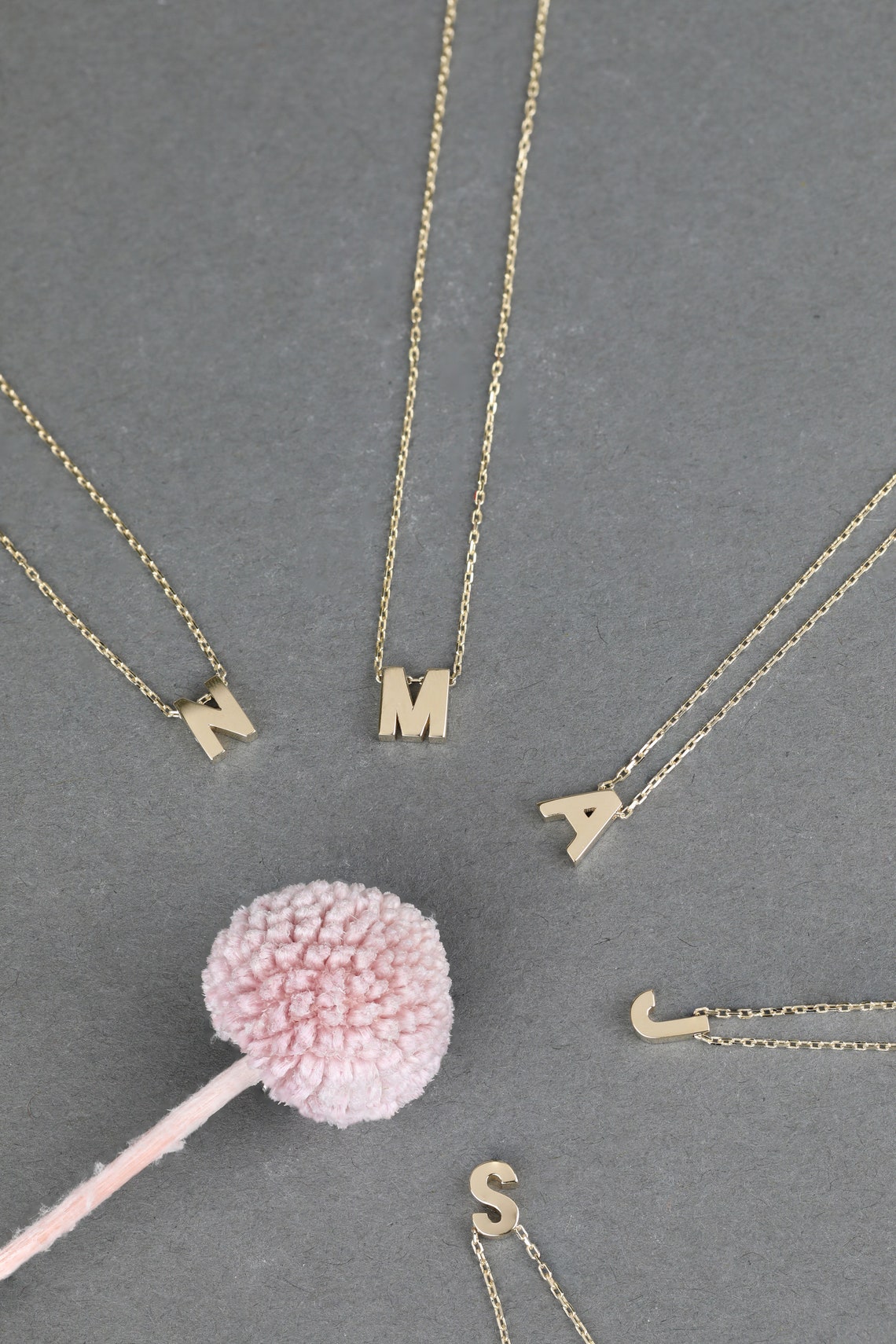 14k Solid Gold Initial Necklace Dainty Initial Necklace | Etsy