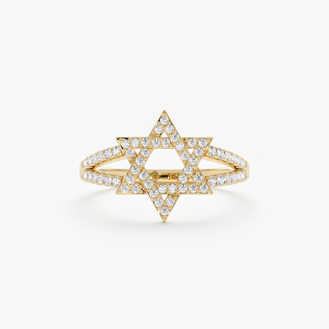 Star of David Diamond Ring, Pave Diamond Jewish Star, Bat Mitzvah ...