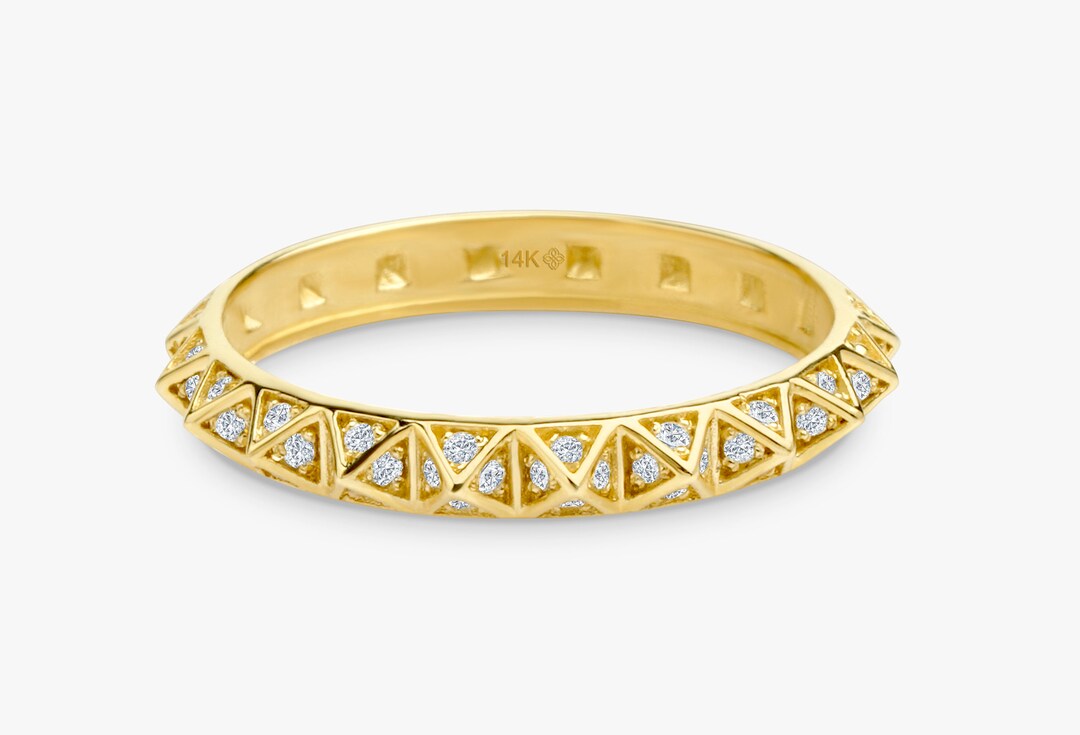 14k Gold Diamond Spike Ring Half Eternity Ring Unique - Etsy