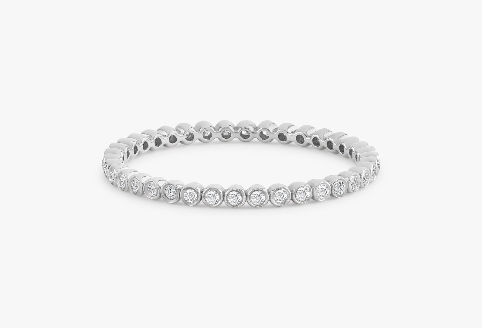 Diamond Bezel Eternity Band 14k Gold Dainty Wedding Ring - Etsy