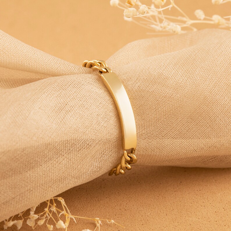 14k Gold ID Ring, Cuban Chain Ring, Engravable Gold Ring, Personalized ...