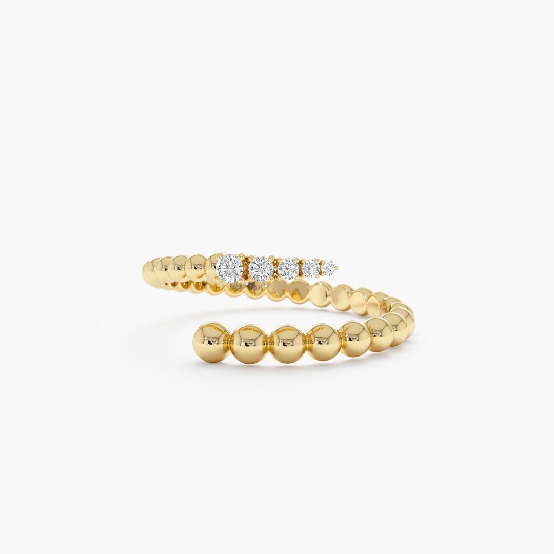 Diamond Spiral Wrap-around Ring, 10k 14k 18k Solid Gold Ring, Graduated ...