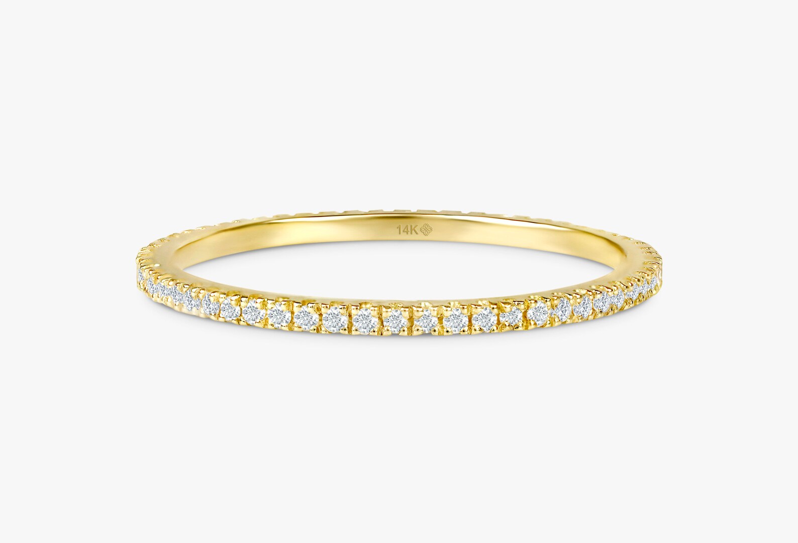 Thin Diamond Eternity Band 14k Solid Gold Dainty Diamond - Etsy
