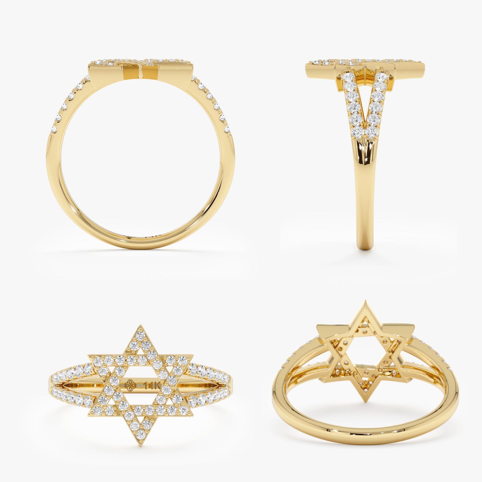 Star of David Diamond Ring, Pave Diamond Jewish Star, Bat Mitzvah ...