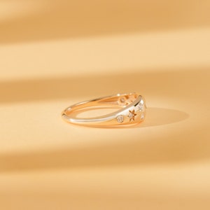 14k Gold Celestial Ring, Dome Star Ring, Multi Star Setting Jewelry ...