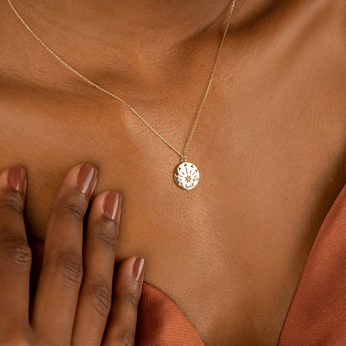 Solid Gold Lucky Pendant Good Luck Charm Plain Gold - Etsy