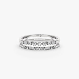Unique Diamond Ring, Stacked Diamond Rings, Double Diamond Band ...