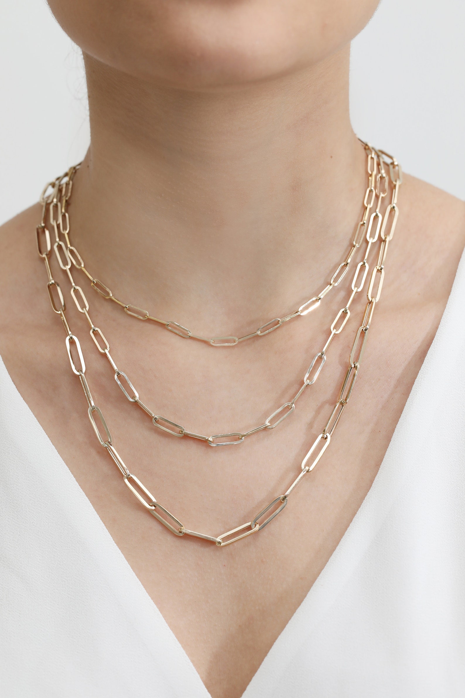 14k Solid Gold Paperclip Chain Necklace 14k Gold Paperclip - Etsy