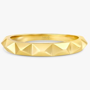 14k Solid Gold Spike Ring Stackable Ring Studded Gold Ring - Etsy
