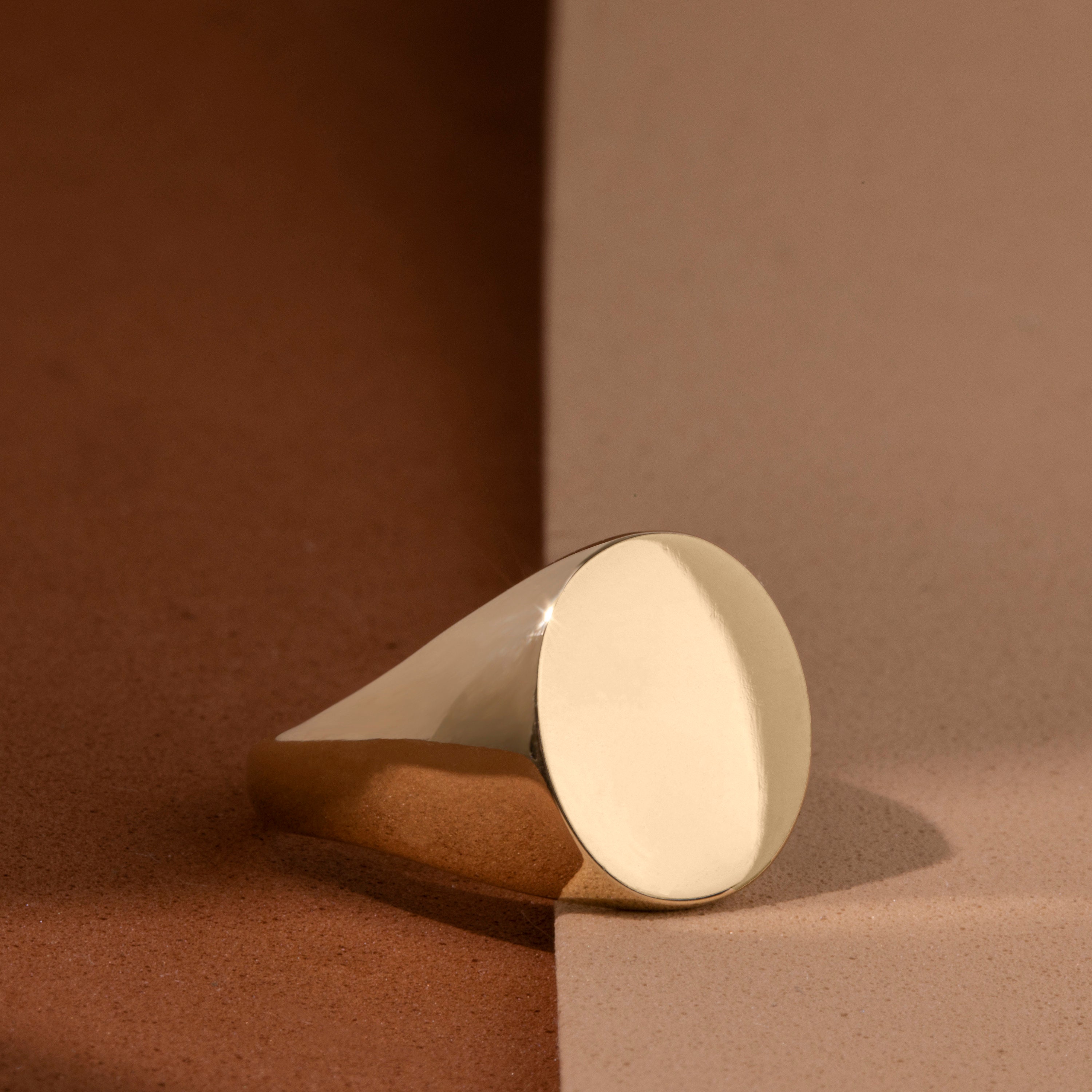 14k Solid Gold Large Signet Ring Personalized Gold Ring | Etsy