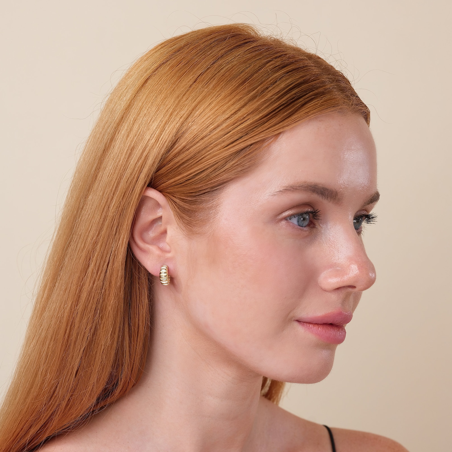 14k Thick Texture Hoops, Solid Gold Hoop Earrings, SOLD AS A PAIR, Chic ...