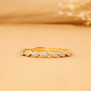 14k Diamond Half Eternity Ring, Solid Gold, Diamond Ring, Wedding Ring ...