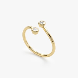 Unique Diamond Ring, Diamond Crossed Bezel Ring, Open Wrapped Band, 14k ...