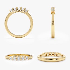 Crown Setting Diamond Stackable Wedding Ring, Diamond Engagement Ring ...