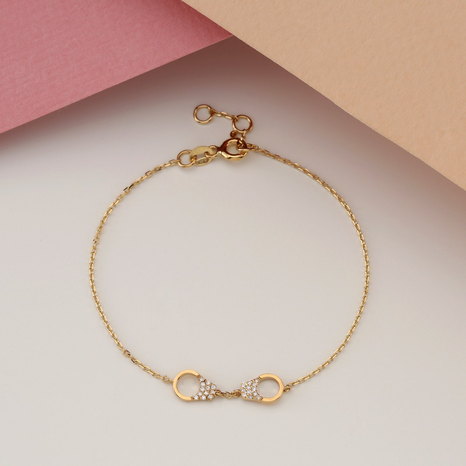 14k Diamond Handcuff Bracelet Dainty Diamond Bracelet Love - Etsy