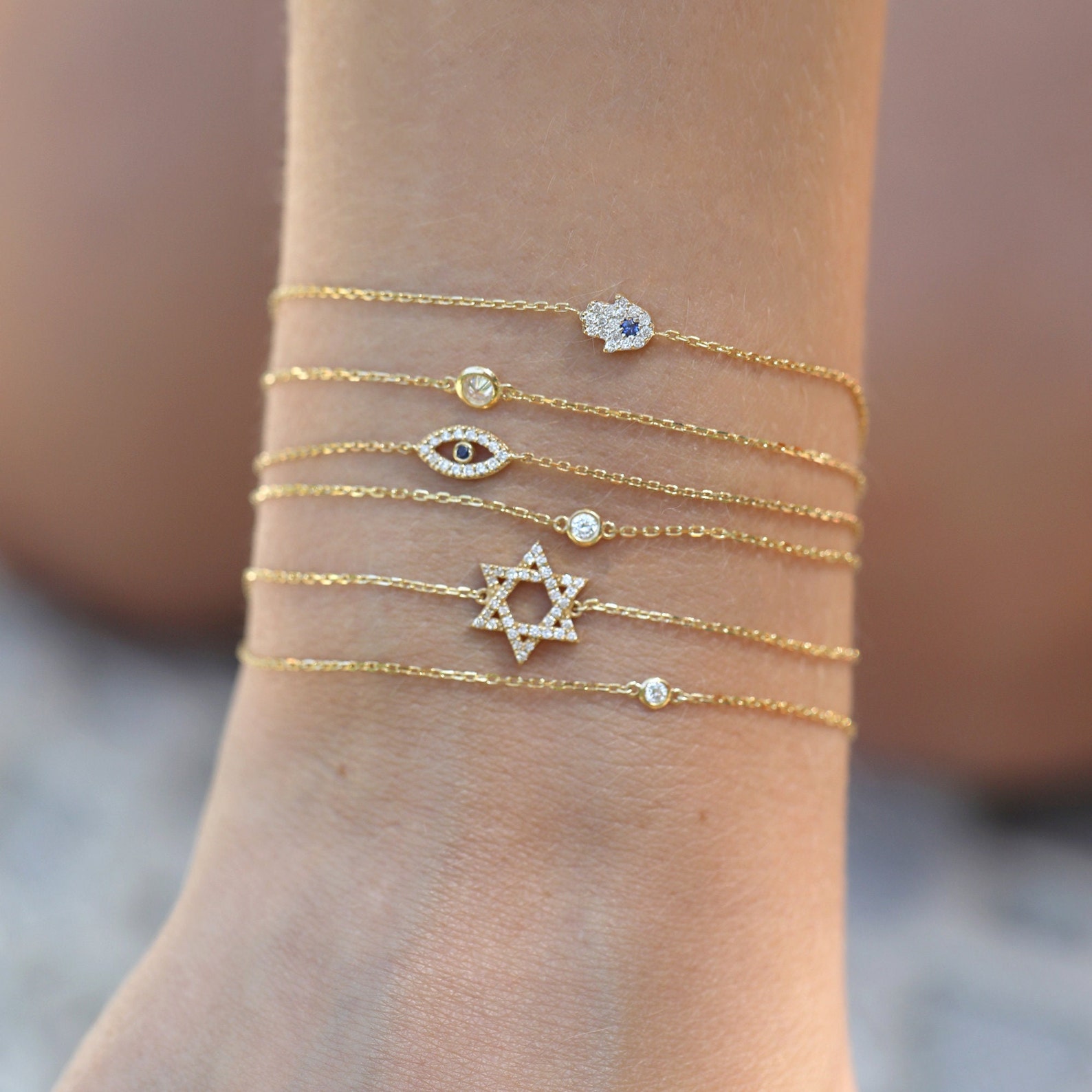 Diamond Single Bezel Bracelet Simple Diamond Bracelet - Etsy