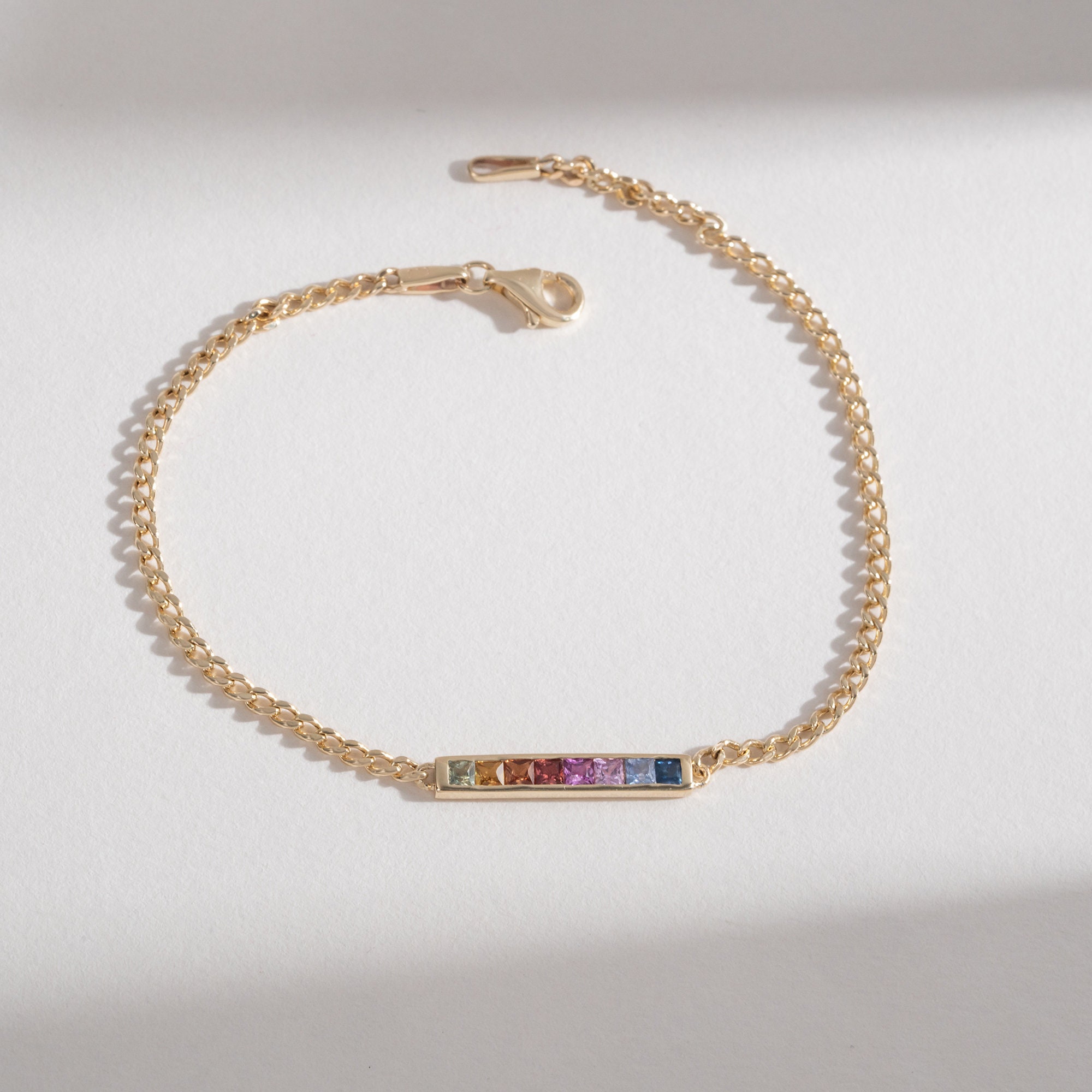 Rainbow Sapphire Bracelet Natural Multi Color Sapphire With - Etsy