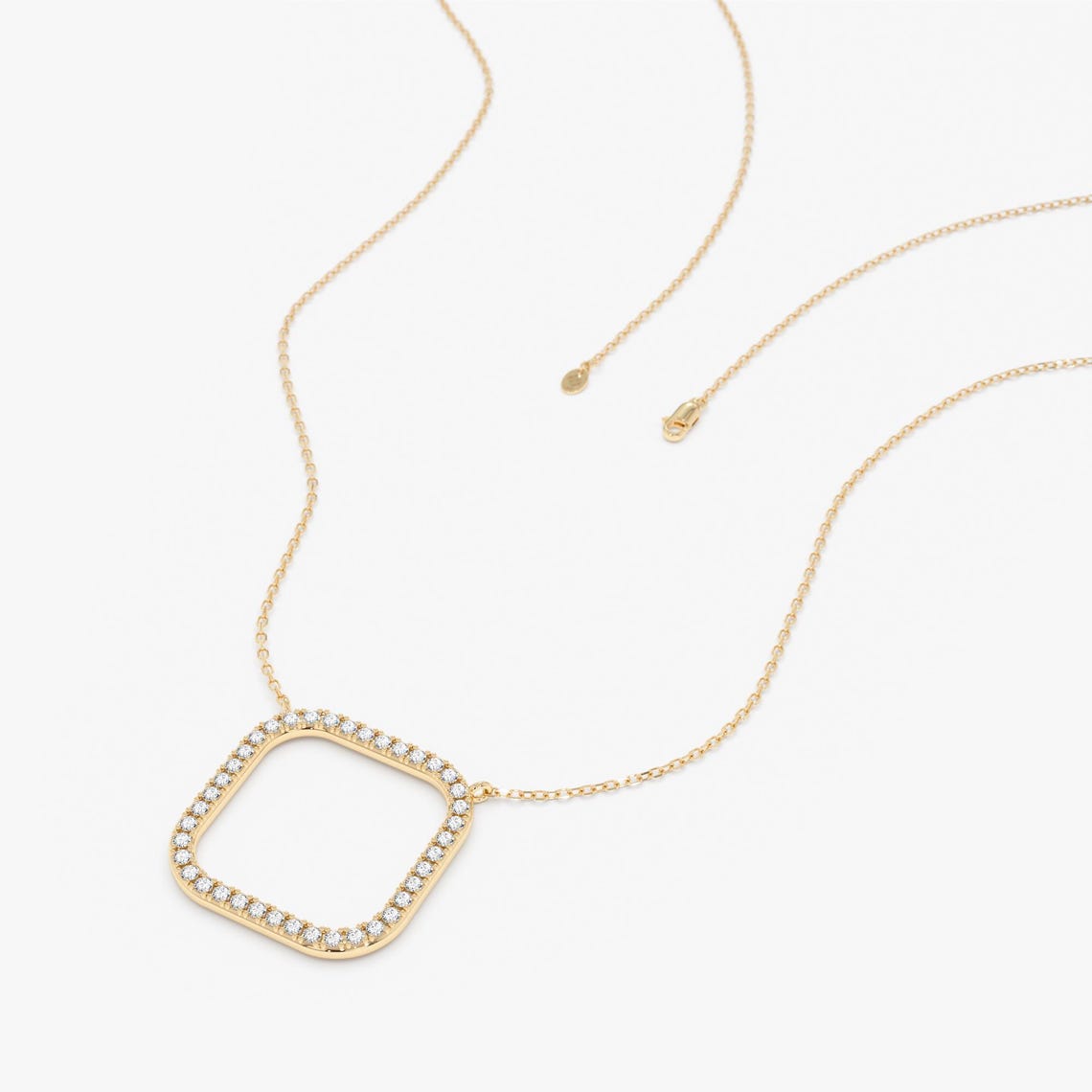 Diamond Square Pendant Necklace, Geometric Pendant, Minimalist Necklace ...