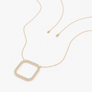 Diamond Square Pendant Necklace, Geometric Pendant, Minimalist Necklace ...