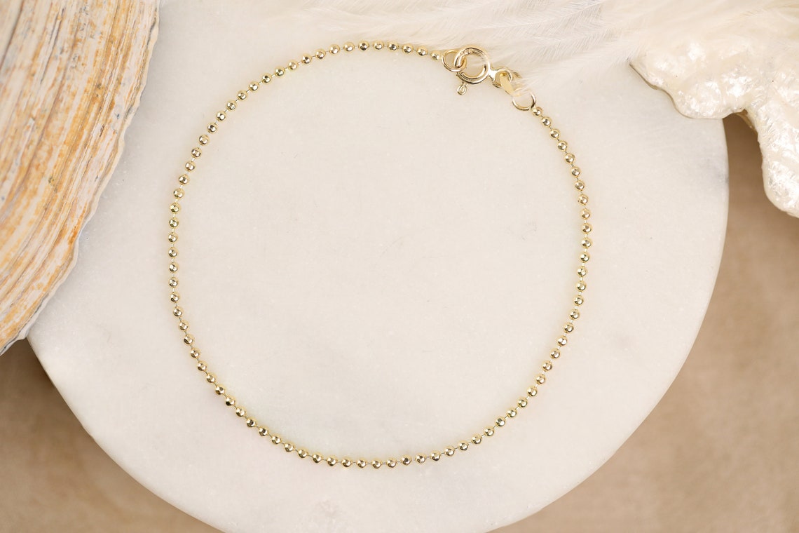 14k Gold Ball Chain Bracelet Solid Gold Bracelet Yellow Gold - Etsy