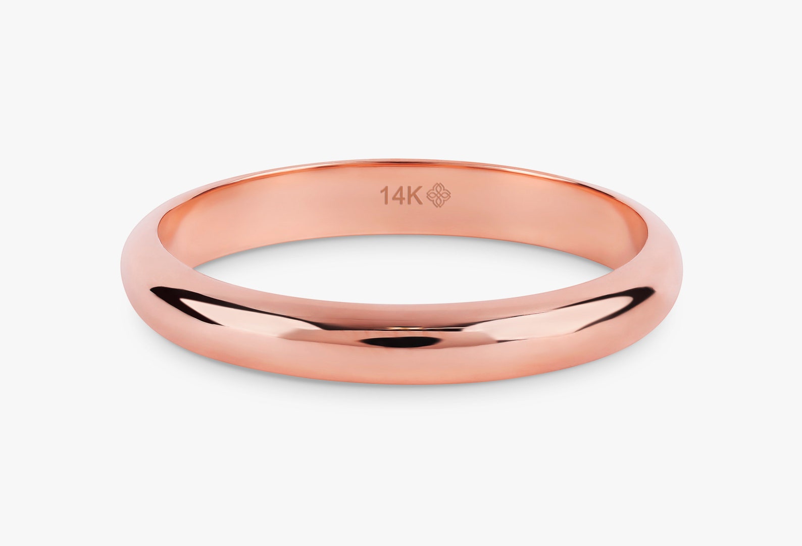 Solid Gold Wedding Band 3mm Gold Ring Dome Gold Band 14k - Etsy