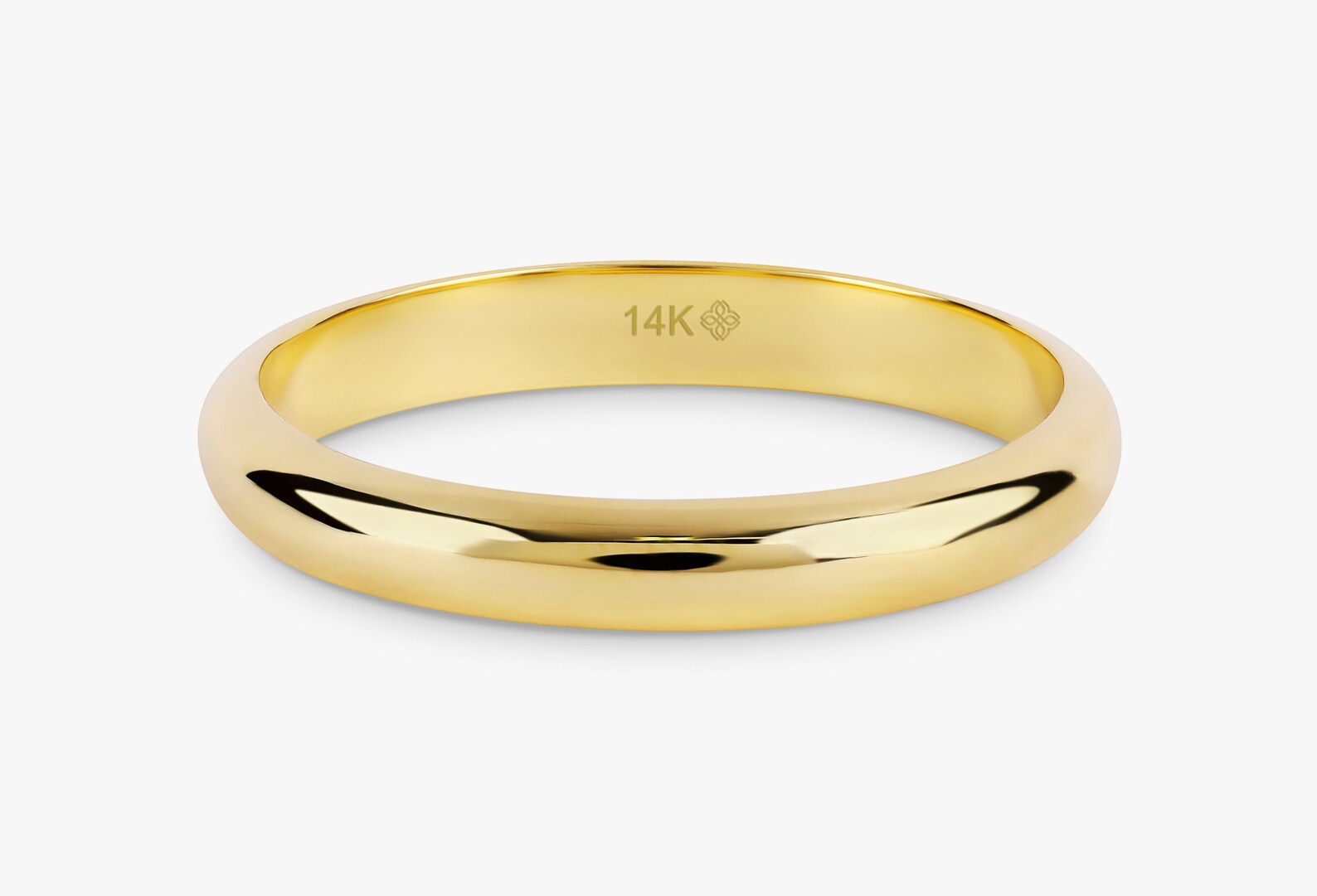 Solid Gold Wedding Band 3mm Gold Ring Dome Gold Band 14k - Etsy
