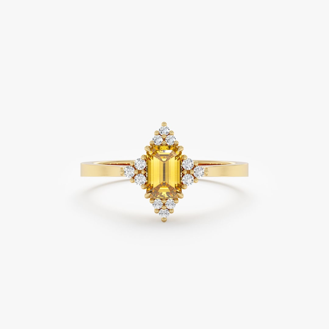 Diamond and Yellow Topaz Engagement Ring, Yellow Topaz Engagement Ring ...